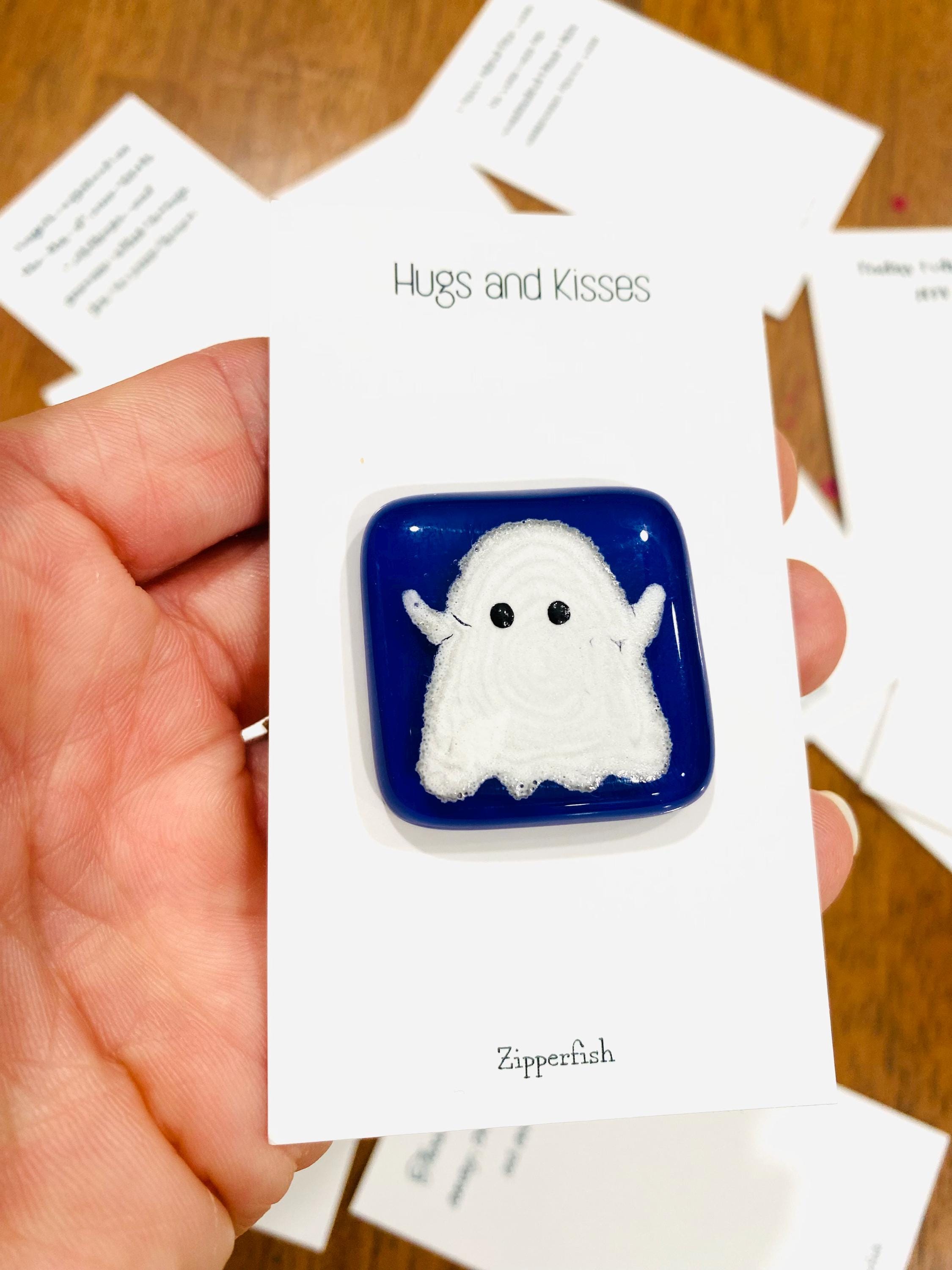 Fused Glass Art, Pocket Hug, Personalized, Ghost Hug, Halloween, Fused ...