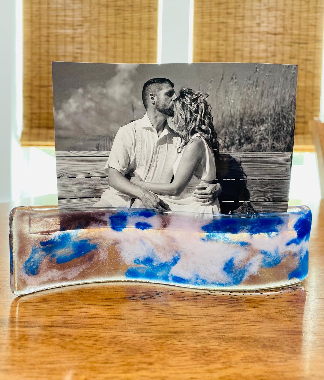 Fused Glass Art, Glass Photo Frame, Fused Glass Photo Holder, Violet ...
