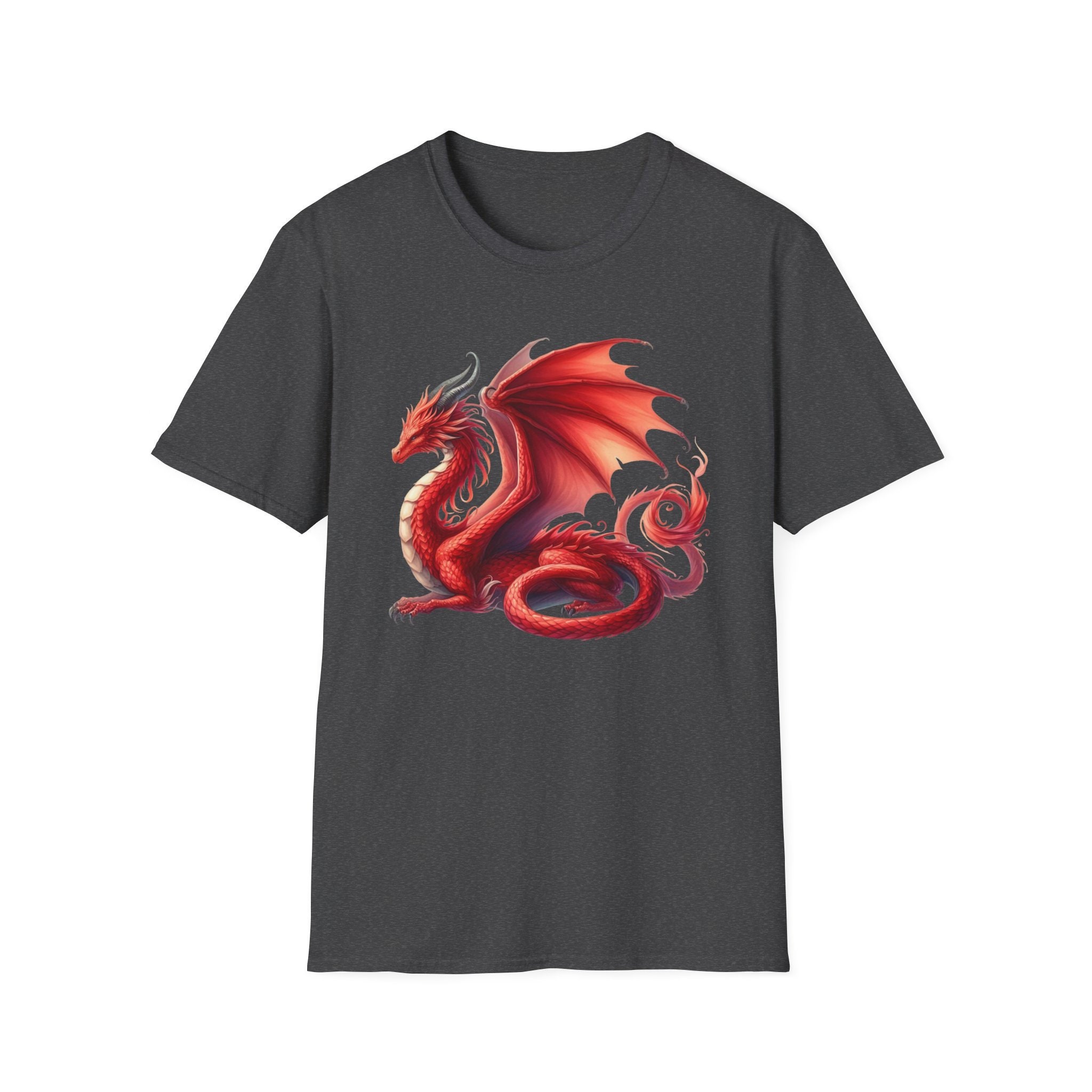 Watercolor Crimson Red Dragon Tee-artistic Dragon Design-fantasy ...