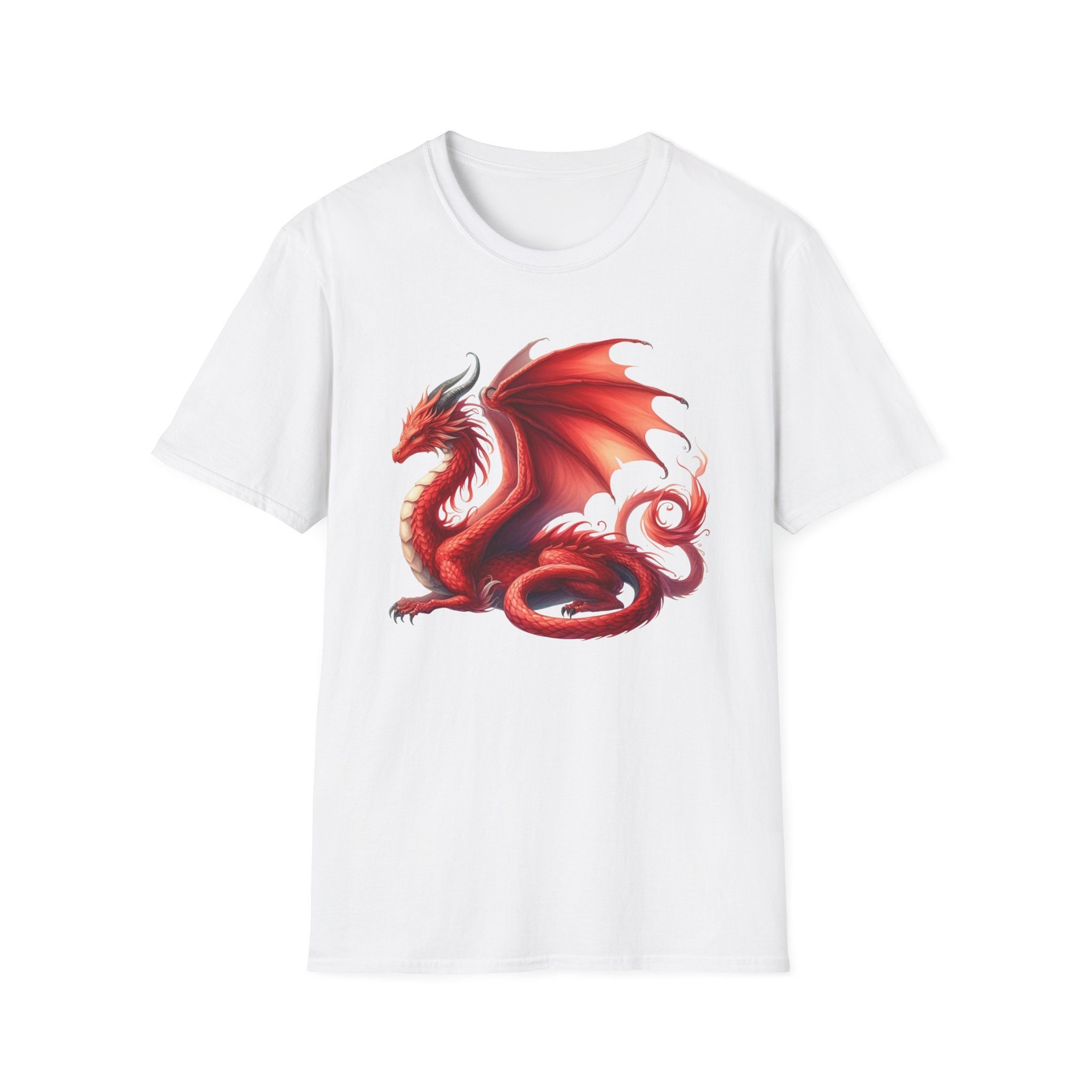 Watercolor Crimson Red Dragon Tee-artistic Dragon Design-fantasy ...