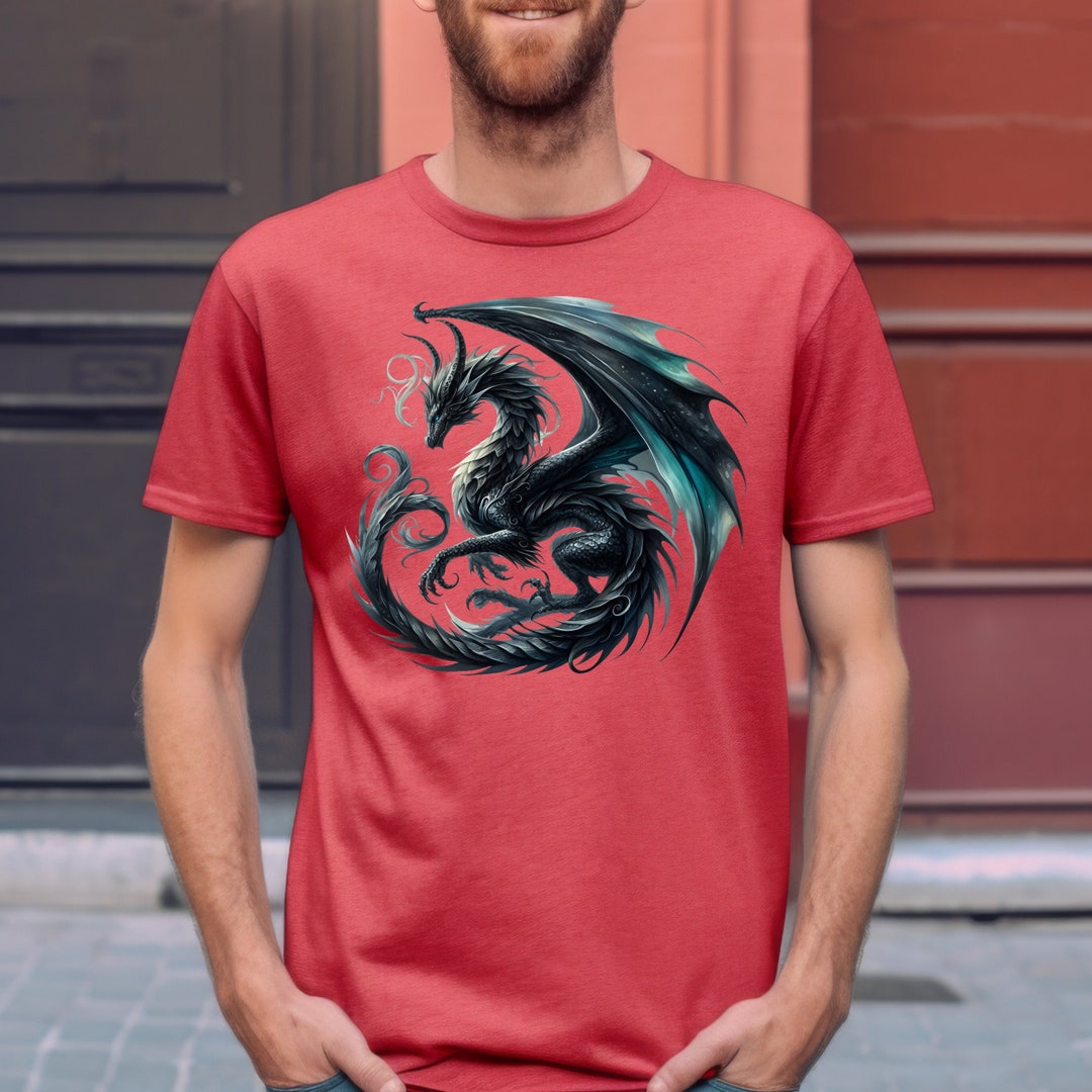 Black Dragon Tee - Dragon Design - Fantasy Mythical Creature Shirt ...