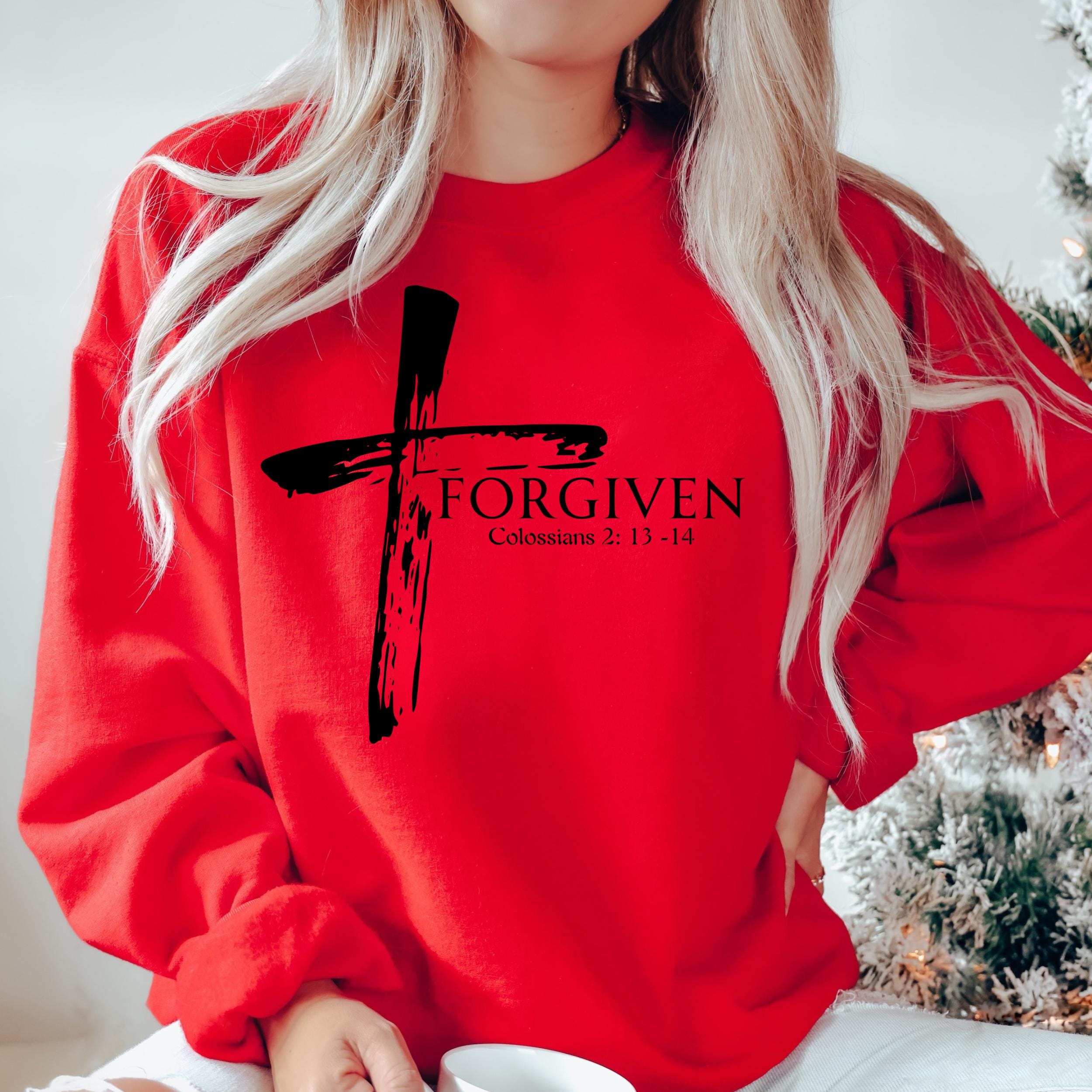 Religious Sweatshirt, Forgiven Cross Sweatshirt, Faith-based, Christian ...