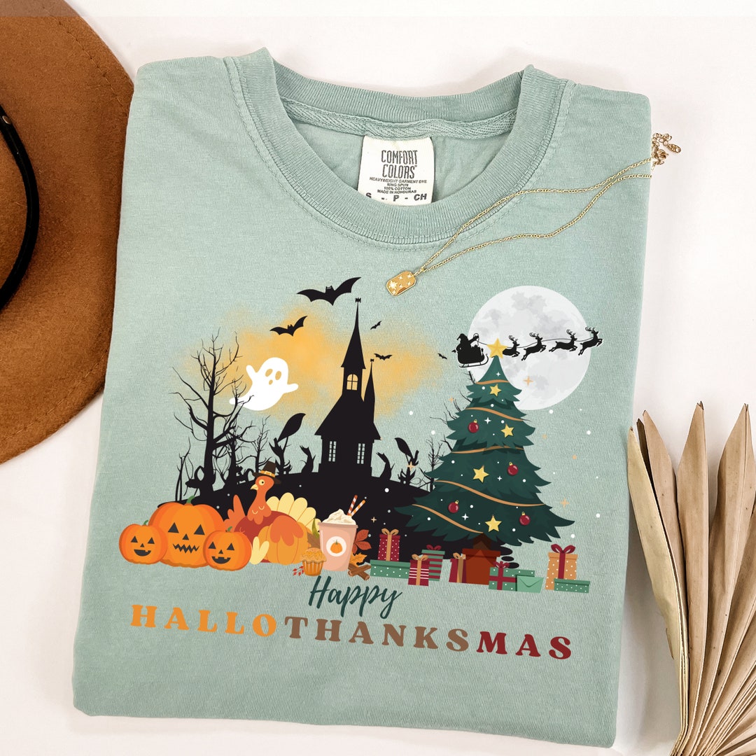 Happy Hallowthanksmas T-shirt - Happy Hallothanksmas Tshirt ...