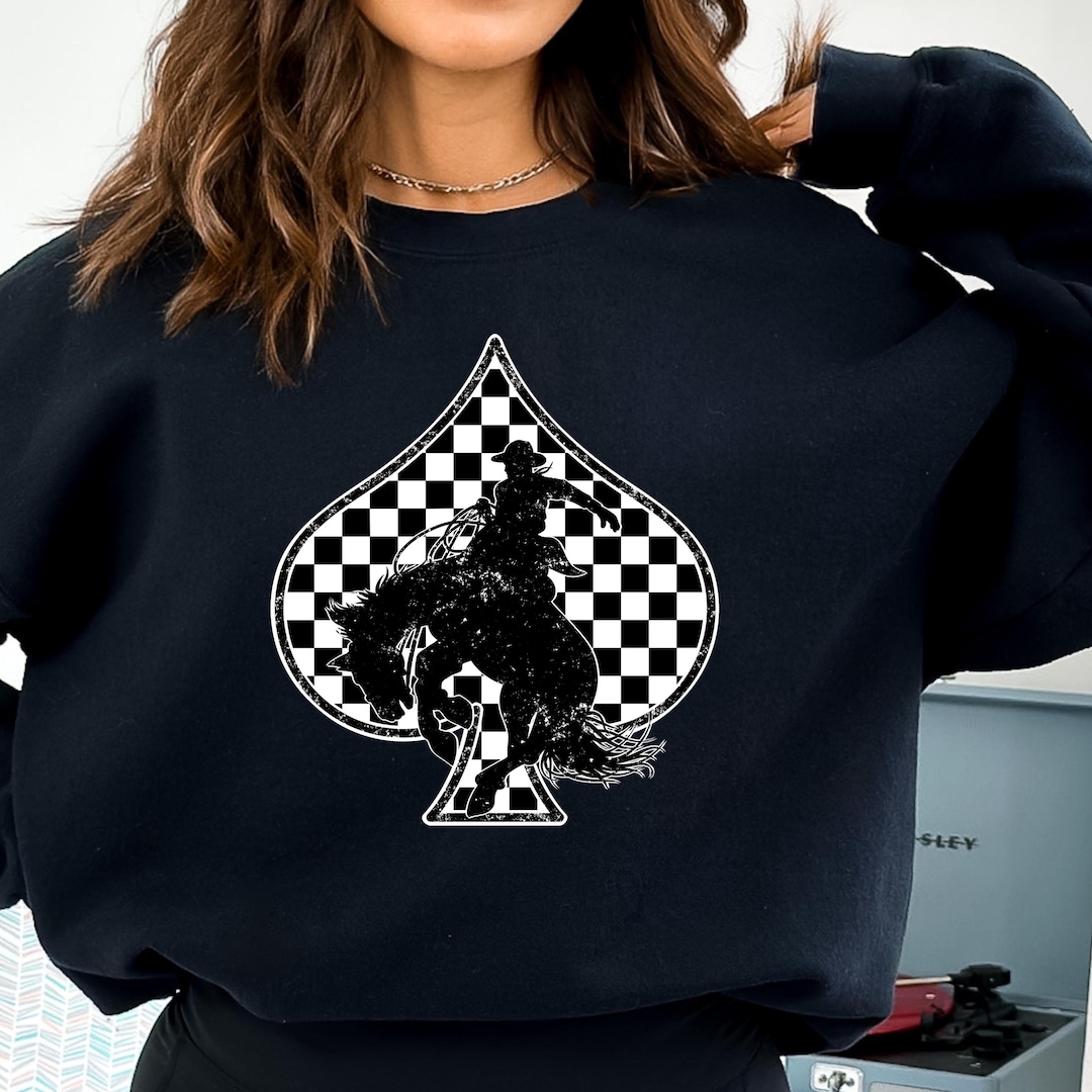 Vintage Cowboy Checkered Sweatshirt, Retro Western Style, Unisex ...