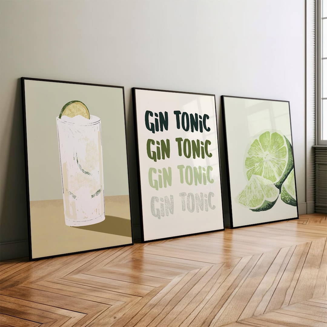 Gin Tonic Set of 3 Wall Posters Gin Tonic Poster Wall Art Trendy Poster ...
