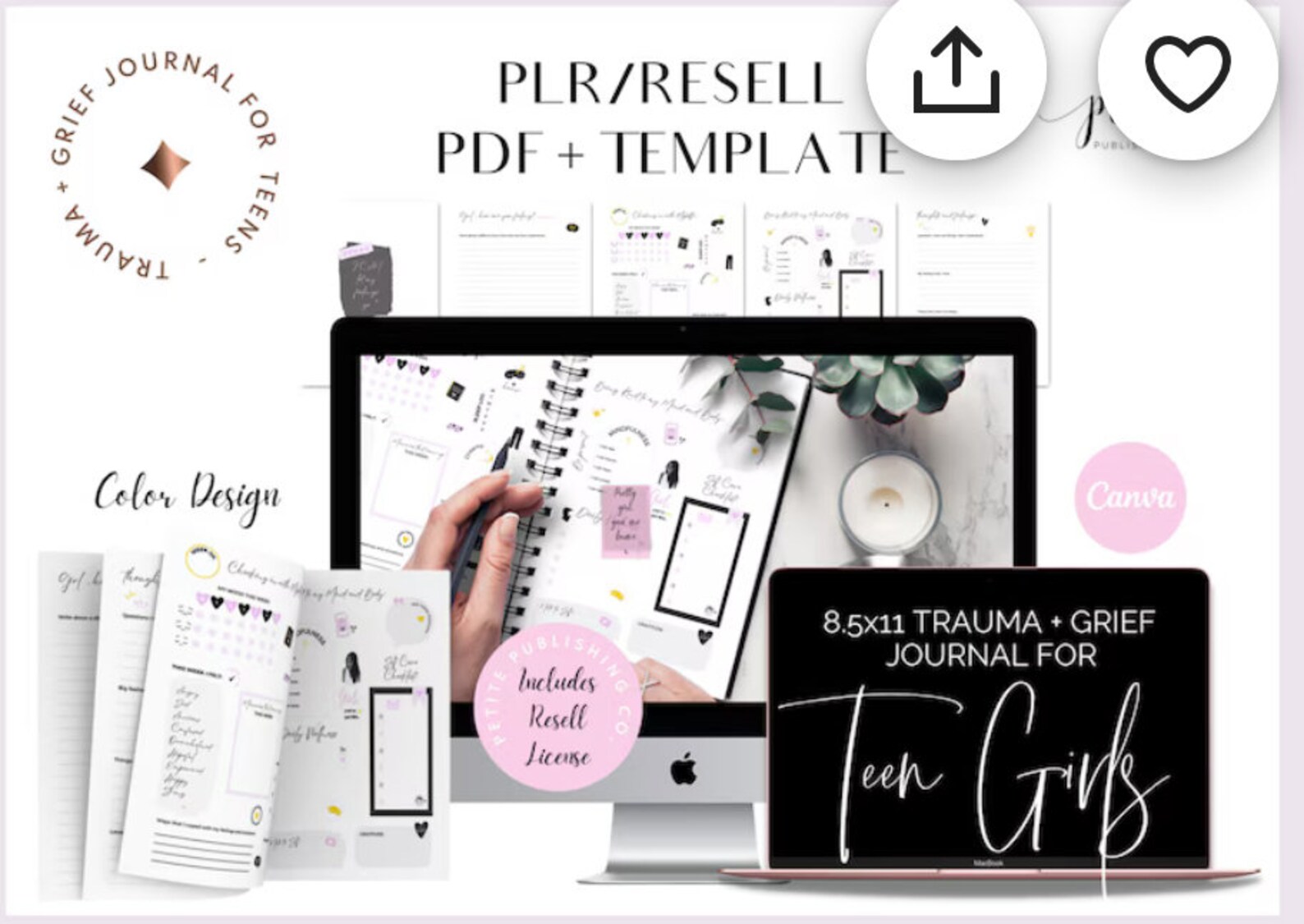 PLR Trauma & Grief Journal for Teen Girls Printable PDF, Canva Template ...