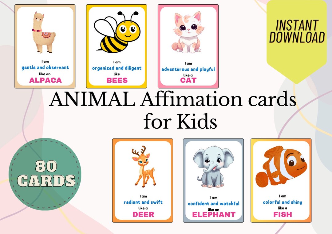 80 Animals Positive Affirmation - Etsy