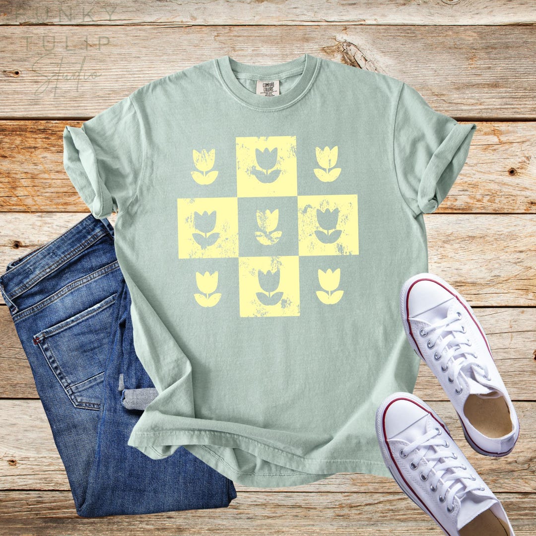Tulip Pattern T-shirt, Spring Tulip T-shirt, Graphic T-shirt, Tulip Tee ...