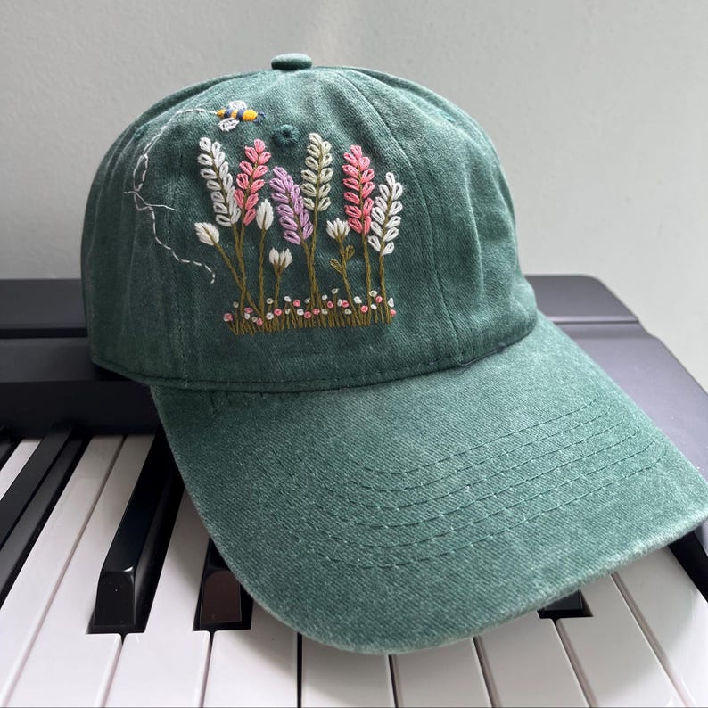 Floral Hand Embroidered Cap, Custom Embroidered Baseball Cap, Daisy ...