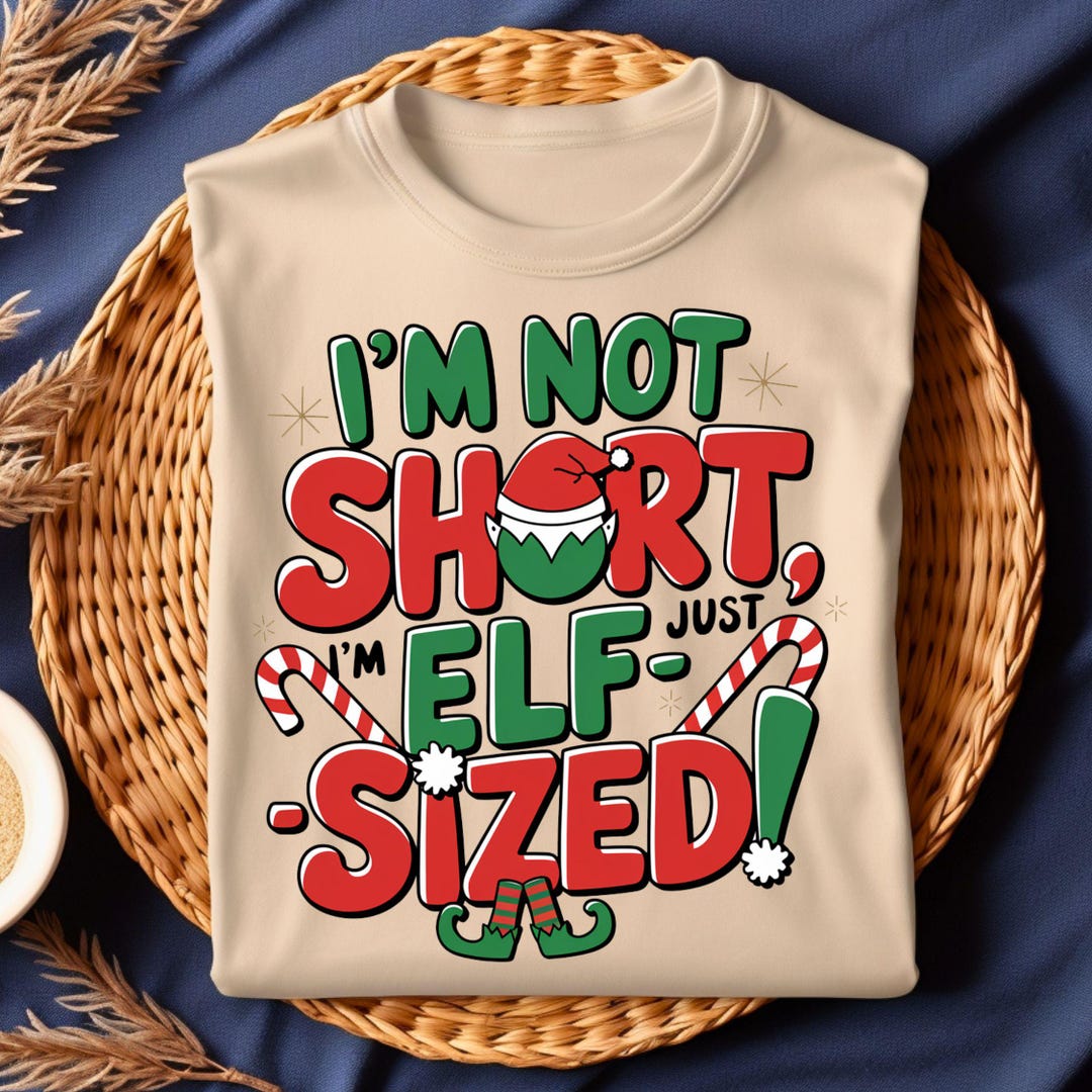 I'm Not Short I'm Elf Size Svg, Kids Christmas Shirt Svg Png, Kids ...