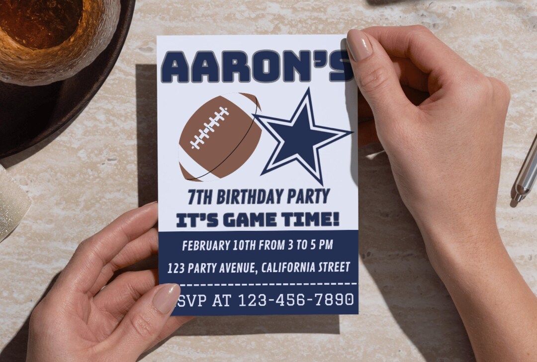 Dallas Cowboys Digital Birthday Invite, Printable Custom Party Invite ...
