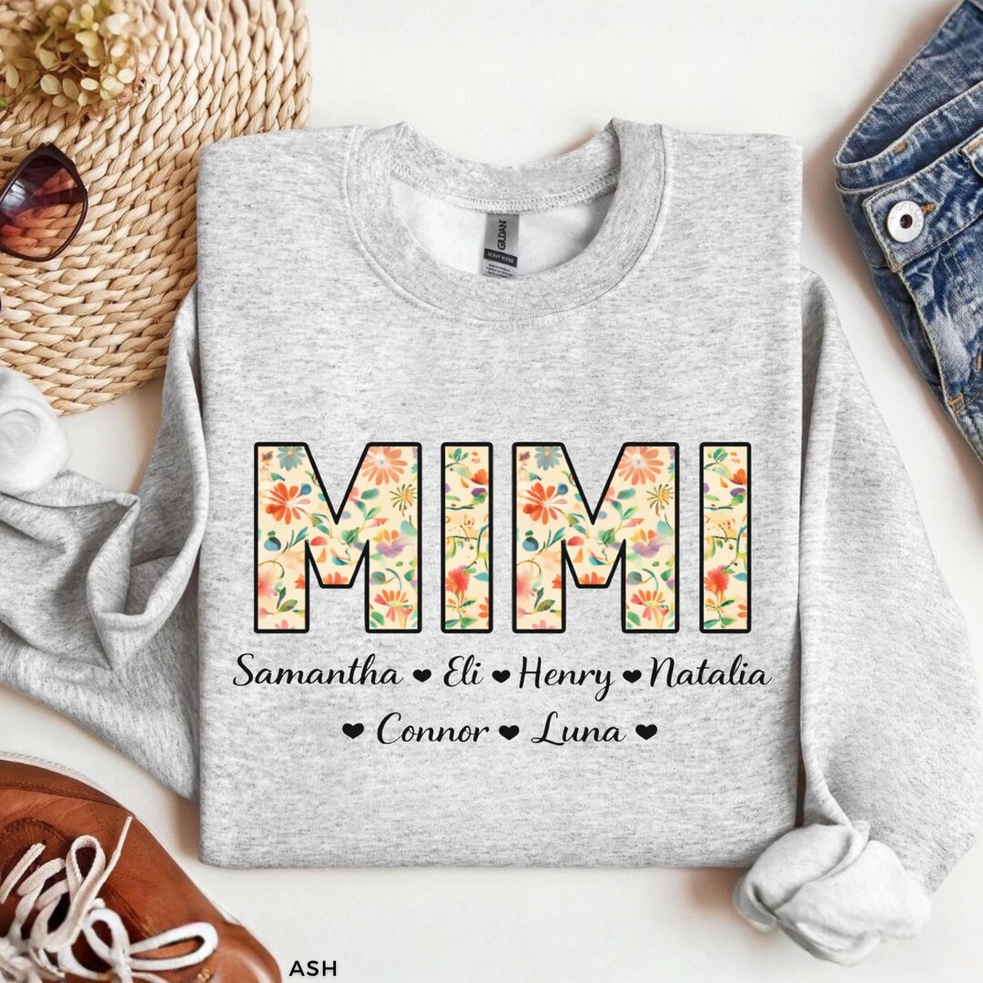 Custom Floral Mimi Sweatshirt With Kids Names, Promoted to Mimi Gift ...