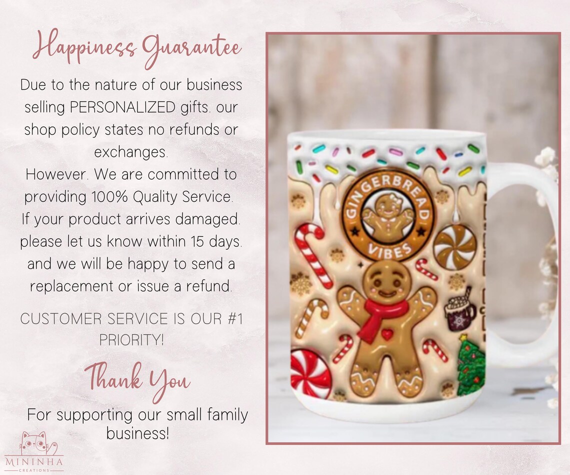 Gingerbread Vibes Christmas 3D Inflated Effect Printed Coffee Mug ...