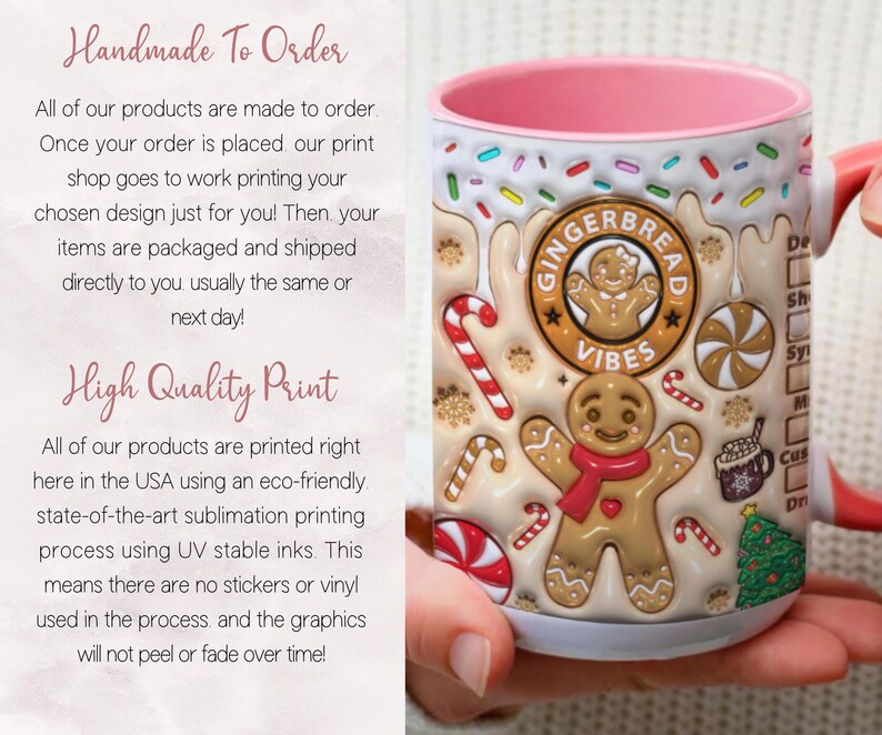 Gingerbread Vibes Christmas 3D Inflated Effect Printed Coffee Mug ...