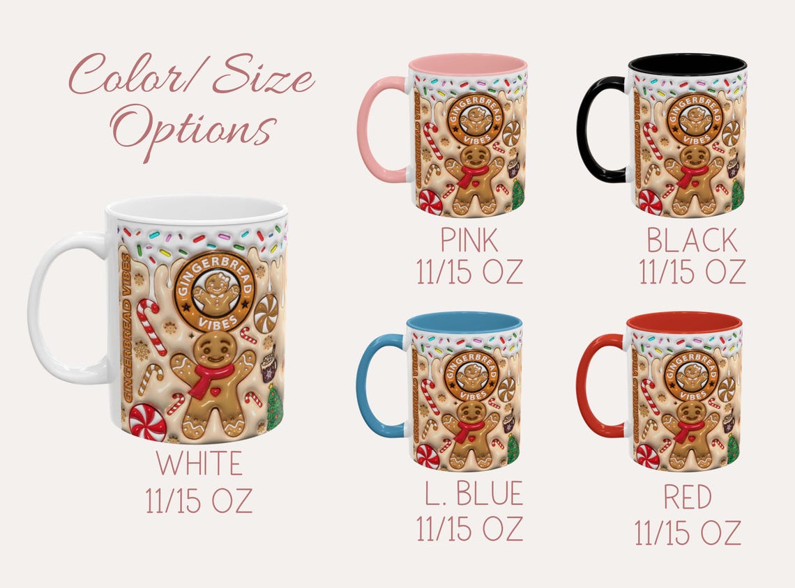 Gingerbread Vibes Christmas 3D Inflated Effect Printed Coffee Mug ...