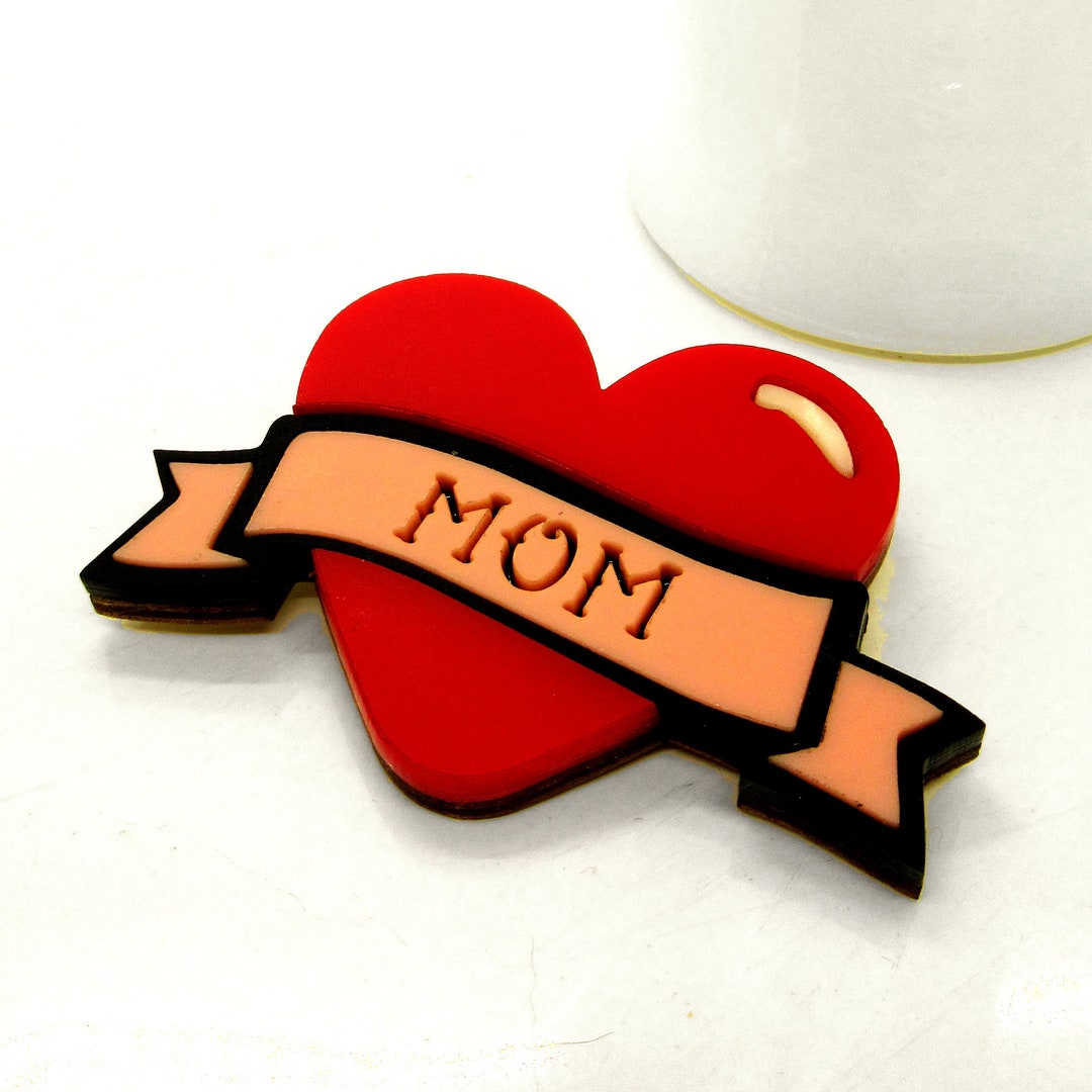 Mom Brooch - Laser Cut Acrylic Brooch for Mothers Day - Etsy