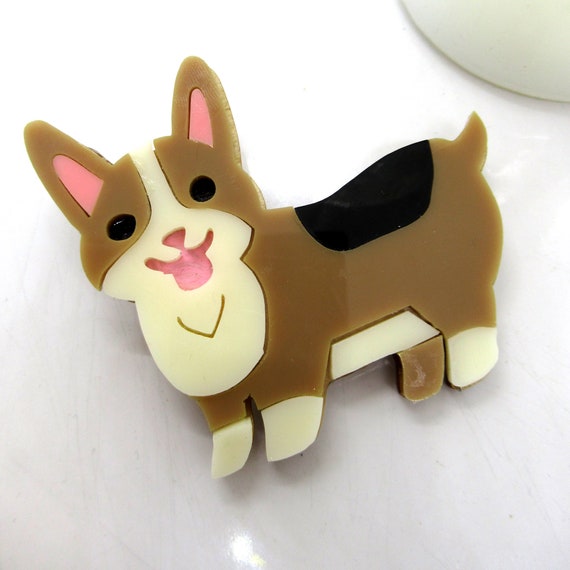 Corgi Brooch Laser Cut Layered Acrylic Brooch - Etsy