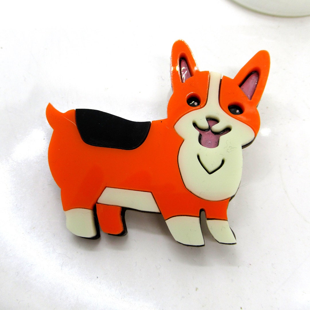 Corgi Brooch - Laser Cut Layered Acrylic Brooch - Etsy