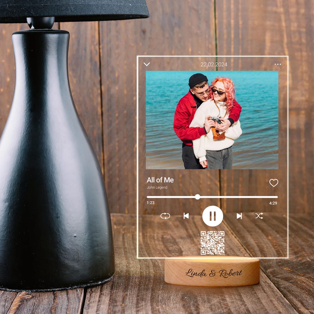 Custom Song Night Light, Personalized Music Lamp With Photo, Wedding ...
