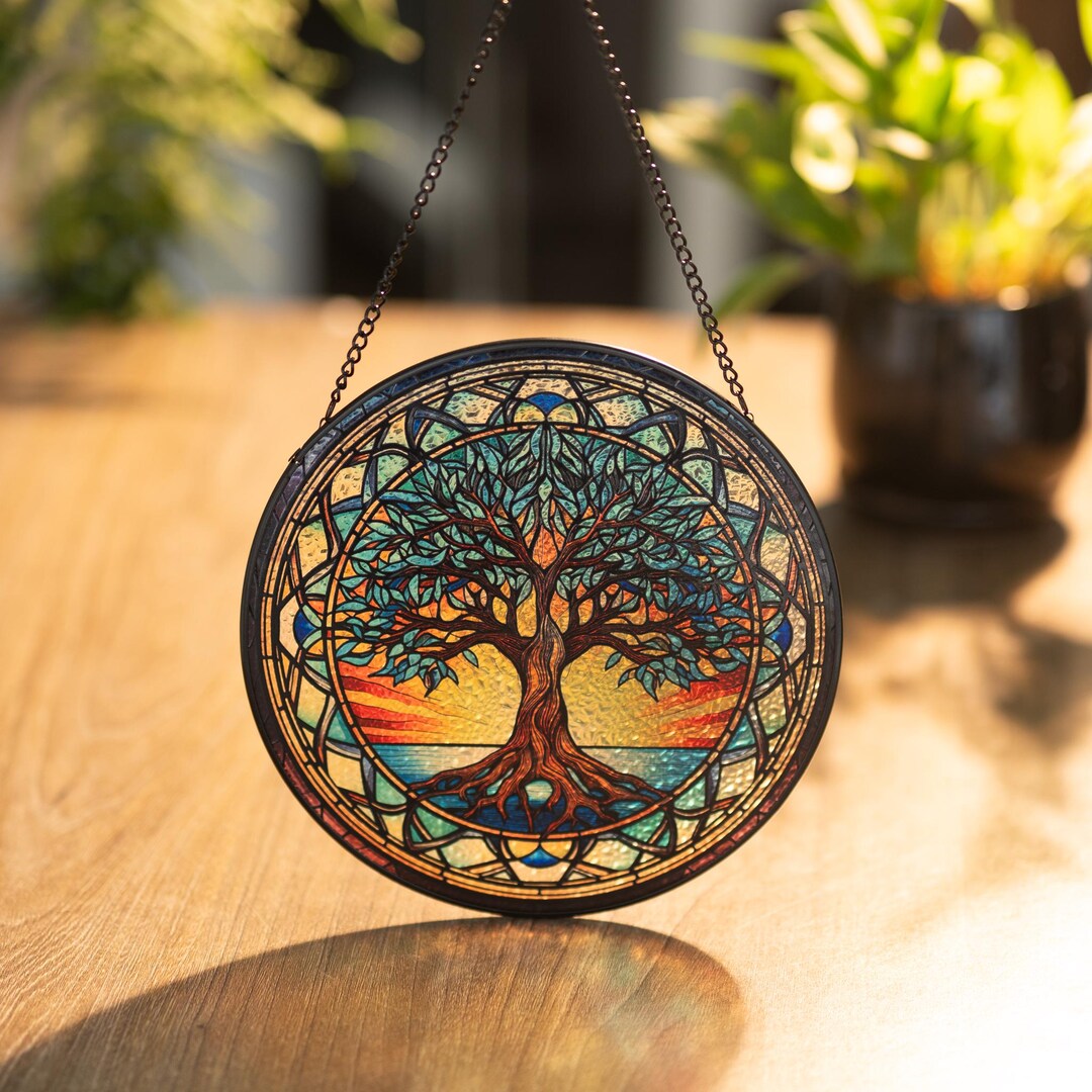 Tree of Life Suncatcher Indoor/outdoor Stained Glass Window Hanging ...