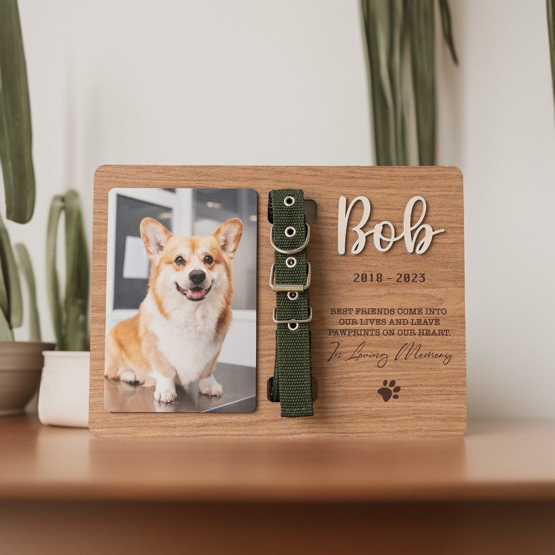Memorial Pet Collar Frame, Pets Photo Print, Loss of Dog, Cat Loss ...