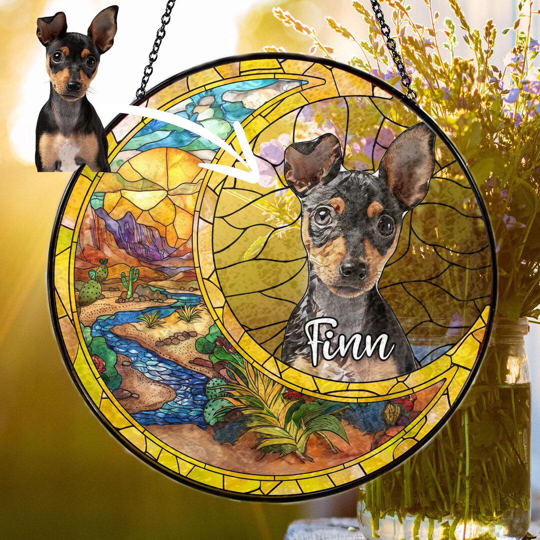 Custom Pet Portrait Stained Glass Suncatcher,stained Glass Dog Memorial ...