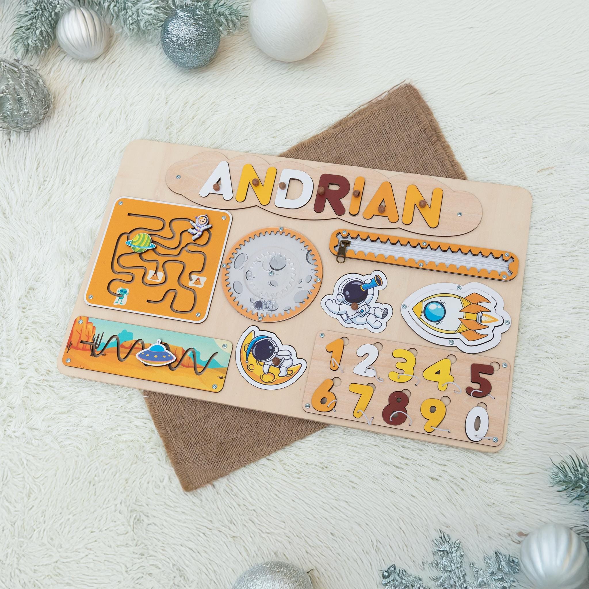 Custom Space-themed Busy Puzzle With Name Puzzle, Montessori Sensory ...