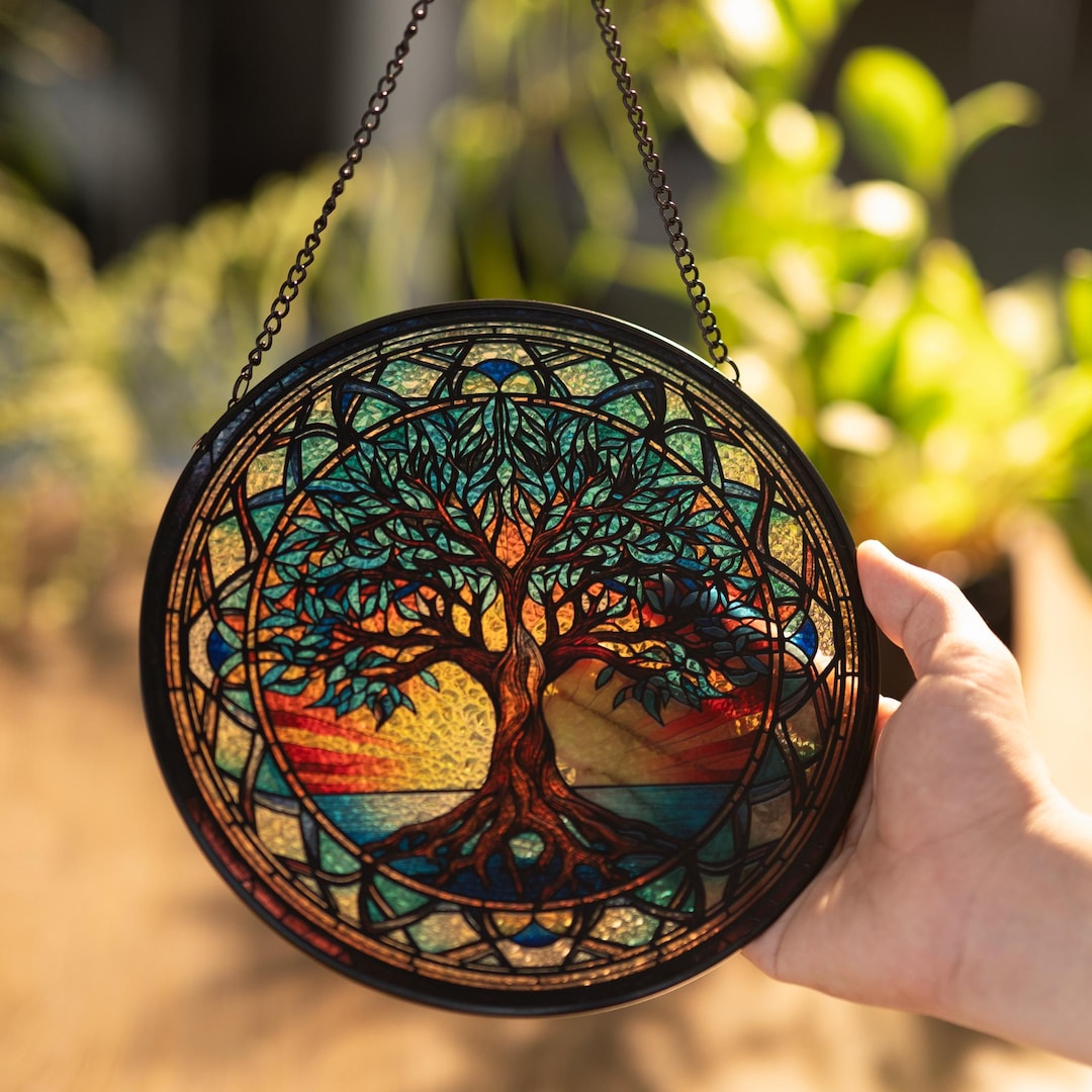 Personalized Tree of Life GLASS Suncatcher Hanging, Family Suncatcher ...