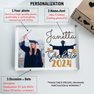 Personalized Graduation Acrylic Plaque, 2024 Graduation Gift for Her ...