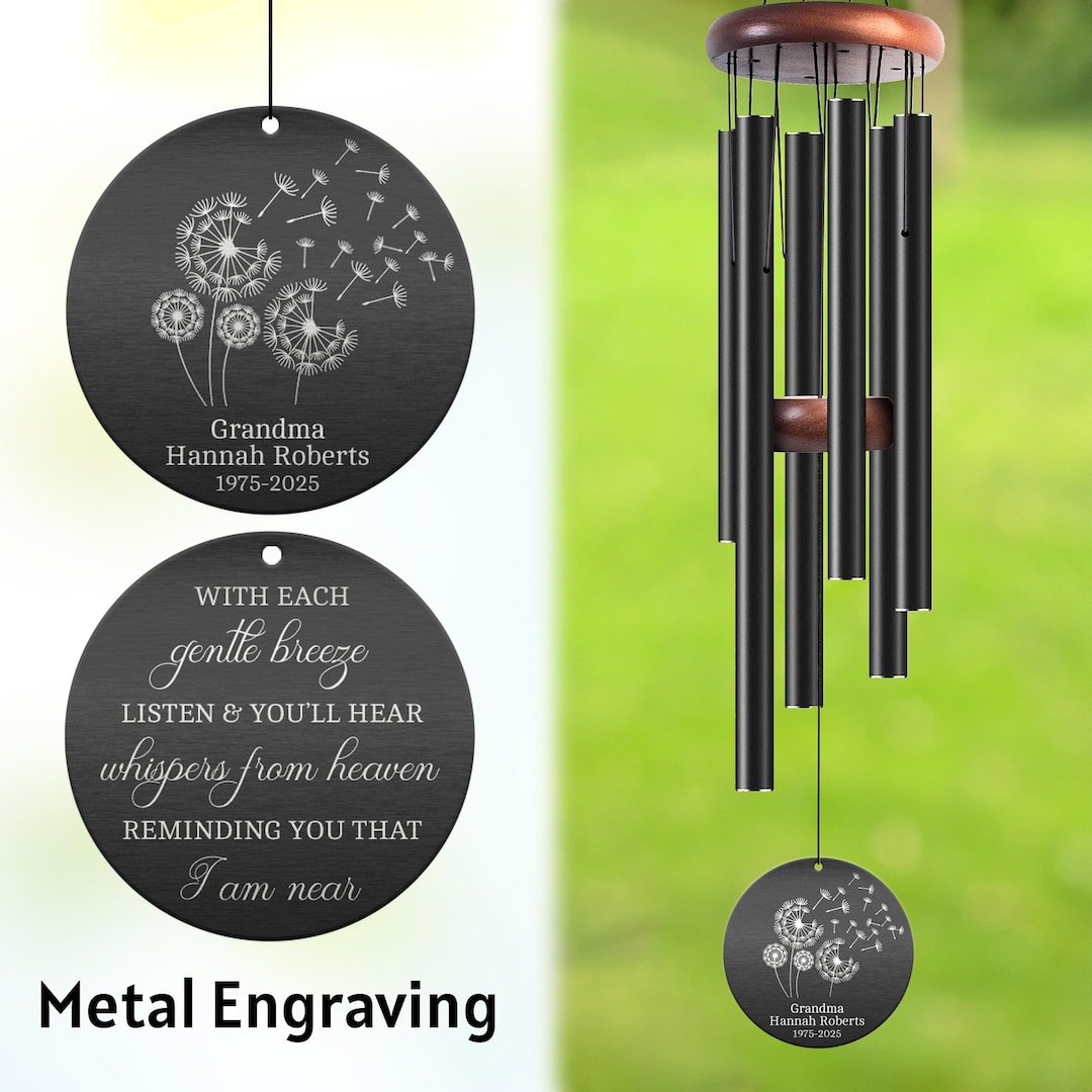 Custom Memorial Wind Chime, in Memory Sympathy Gift, Personalized Loss ...