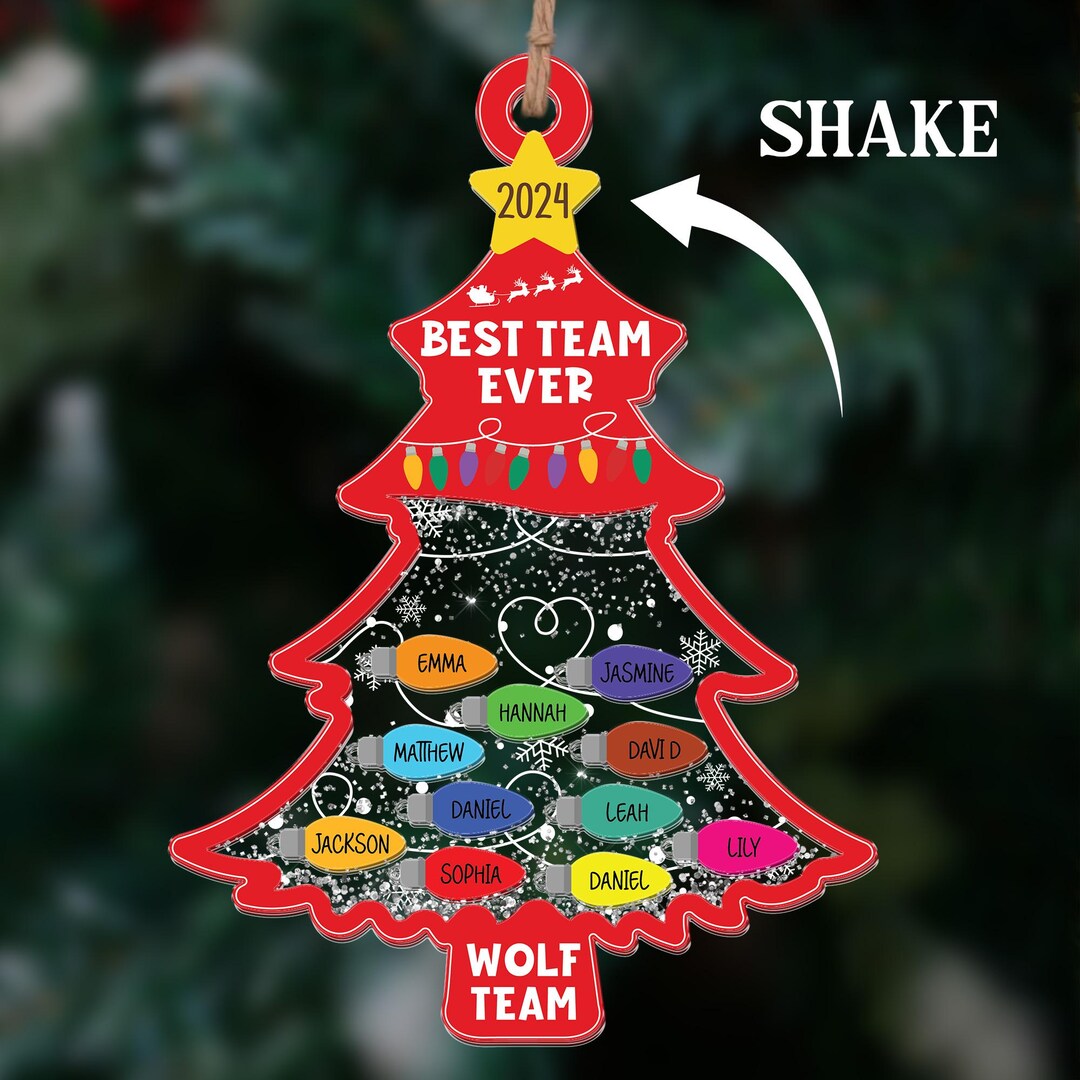 Coworker Shake Charm Ornament, Best Team Ever 2024 Christmas Tree Decor ...