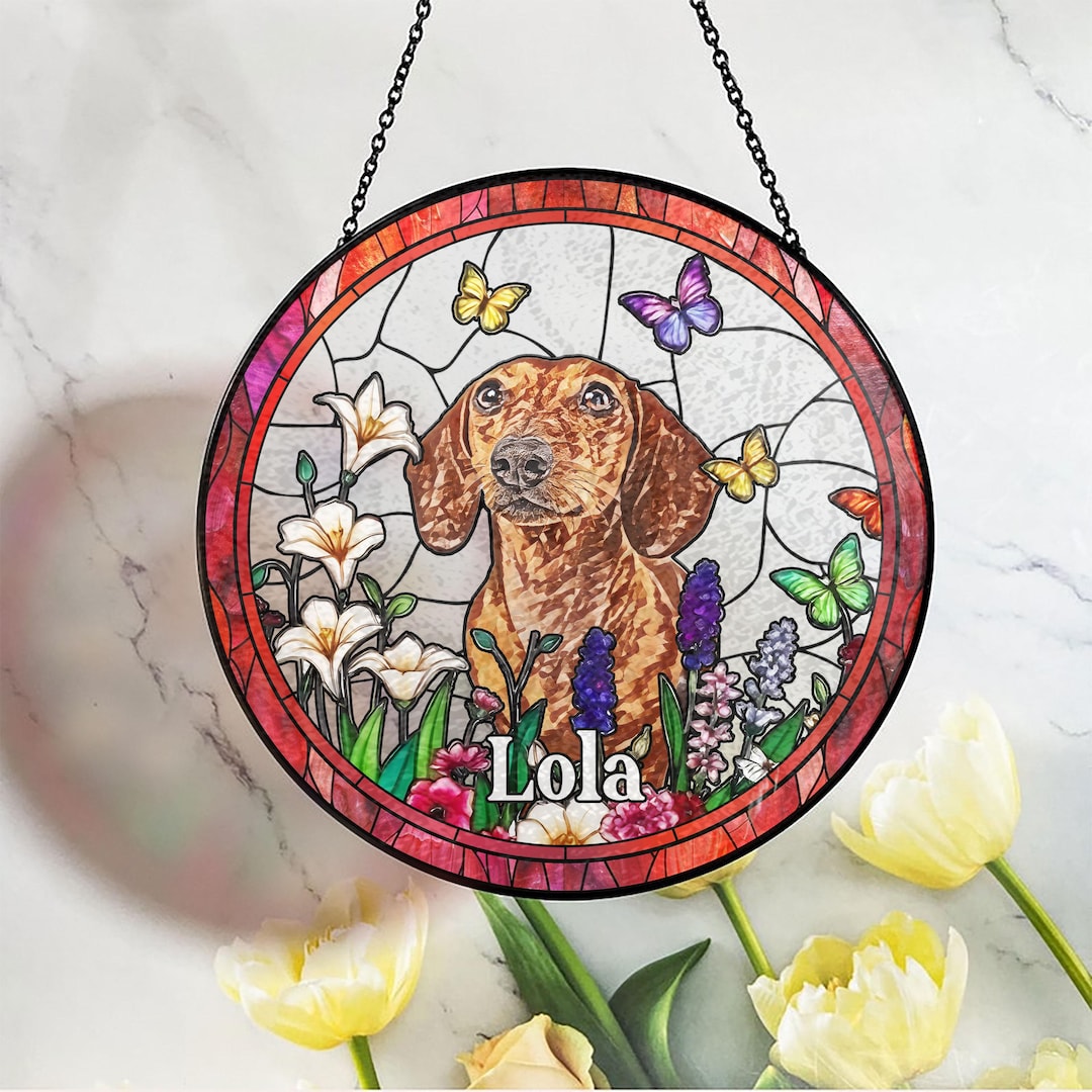 Custom Dog Portrait Art Suncatcher,custom Pet Portrait,stained Glass ...