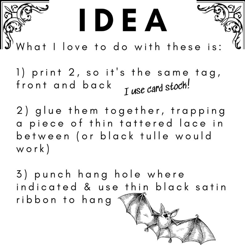 Gothic Gift Tag, Gift Tags Printable, Tags for Gifts, Gifting - Etsy