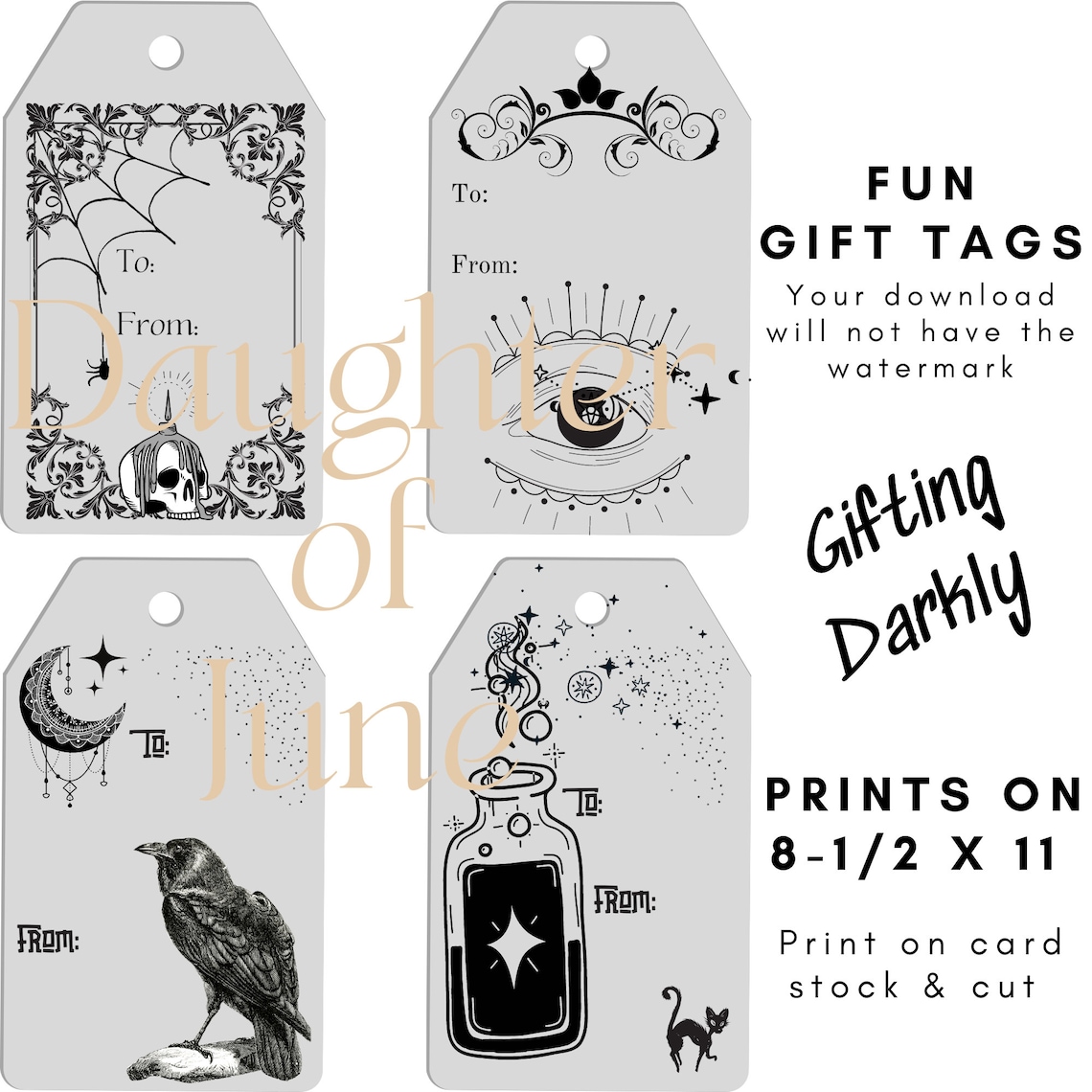 Gothic Gift Tag, Gift Tags Printable, Tags for Gifts, Gifting - Etsy