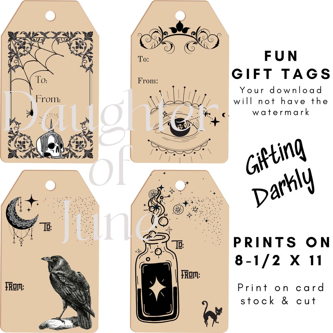 Gothic Gift Tag, Gift Tags Printable, Tags for Gifts, Gifting - Etsy