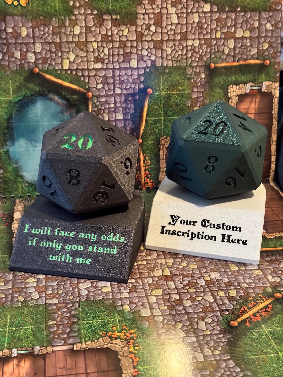 Custom Display Stand for Giant D20 Dice | Personalized Inscription ...