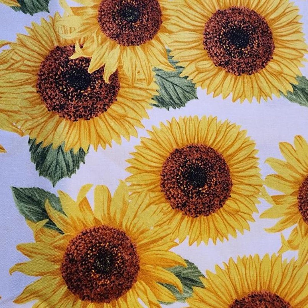 Sunflower Fabric, Large Sunflowers Fabric, Fall Fabric, Cotton Fabric ...