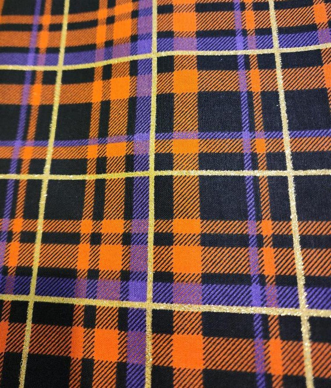 Halloween Fabric, Halloween Plaid Fabric, Cotton Fabric, Holiday Fabric ...