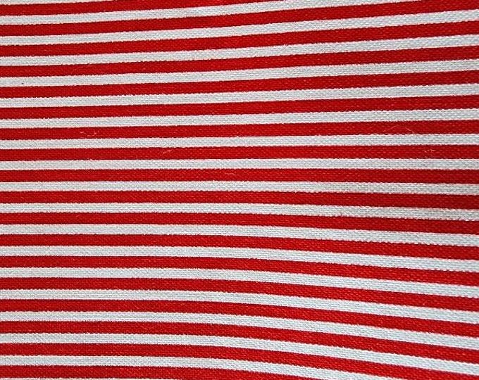 Pinstripe Fabric, Red and White Fabric, Cotton Fabric, Yardage, Sewing ...