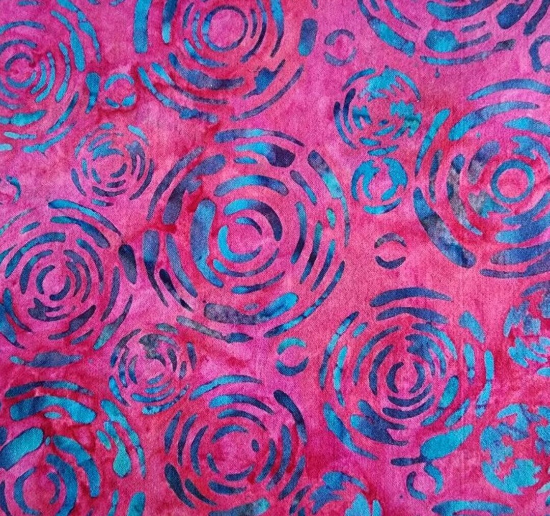 Batik Fabric, Magenta and Blue Fabric, Magenta Batik Fabric, Yardage ...