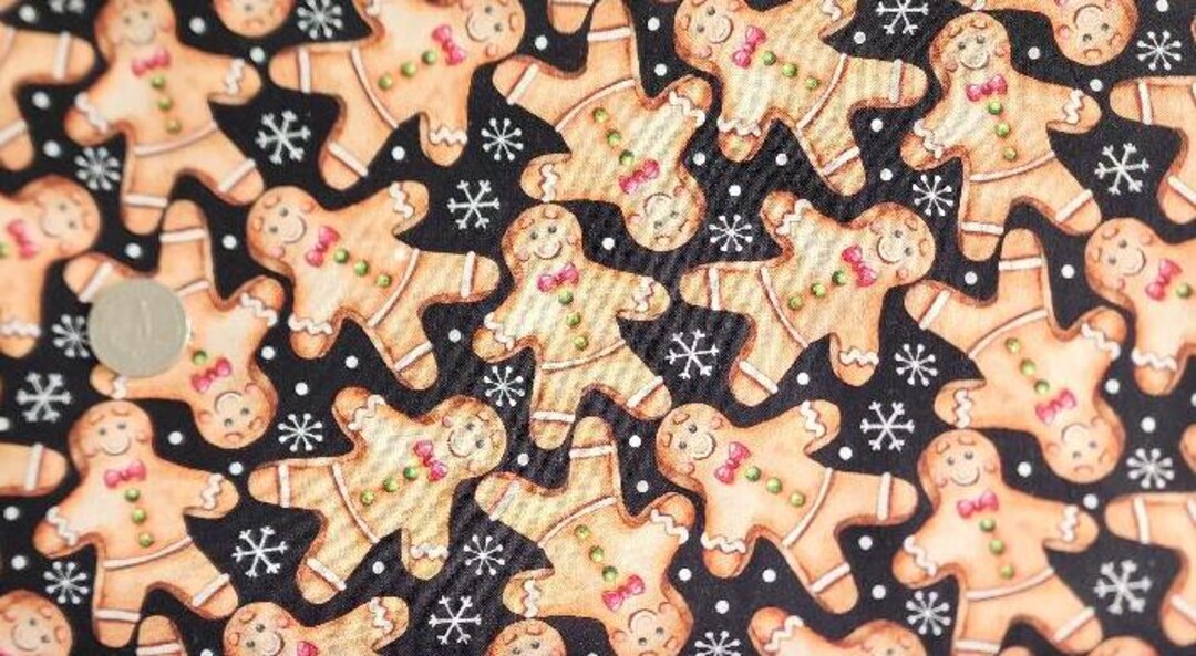 Christmas Fabric, Gingerbread Men Fabric, Gingerbread Men, Cotton ...