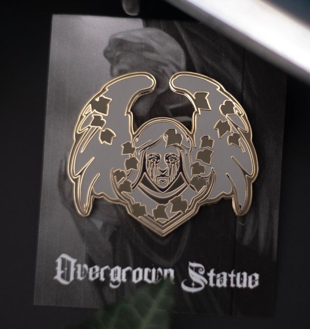 Overgrown Statue | Hard Enamel Pin | Gold & Gray Angel Pin - Etsy