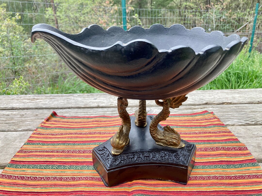 Vintage Bronze Brass Shell Fruit Bowl - Etsy
