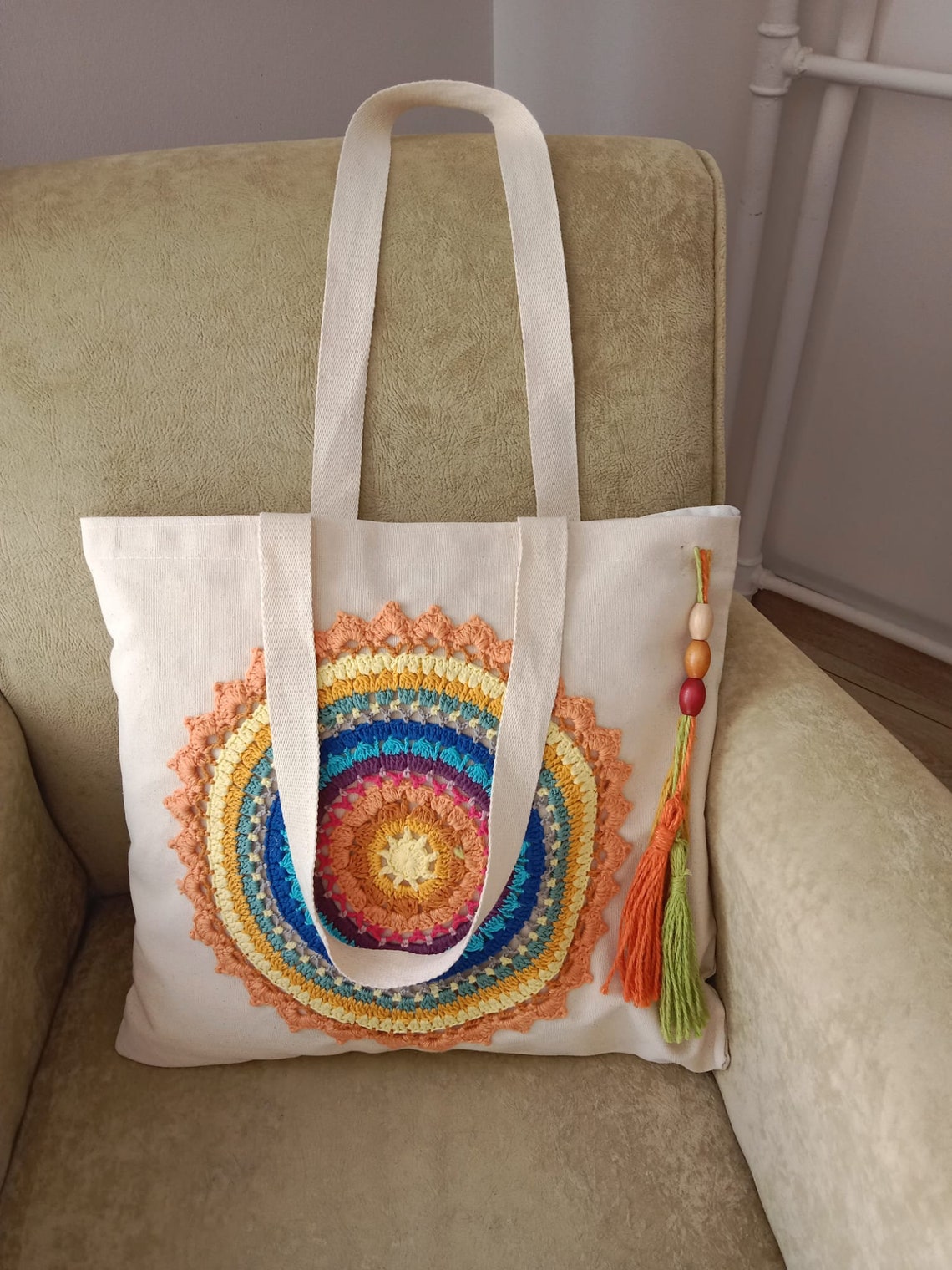 Canvas Tote Bag, Handmade Mandala,shoppıng Bag - Etsy