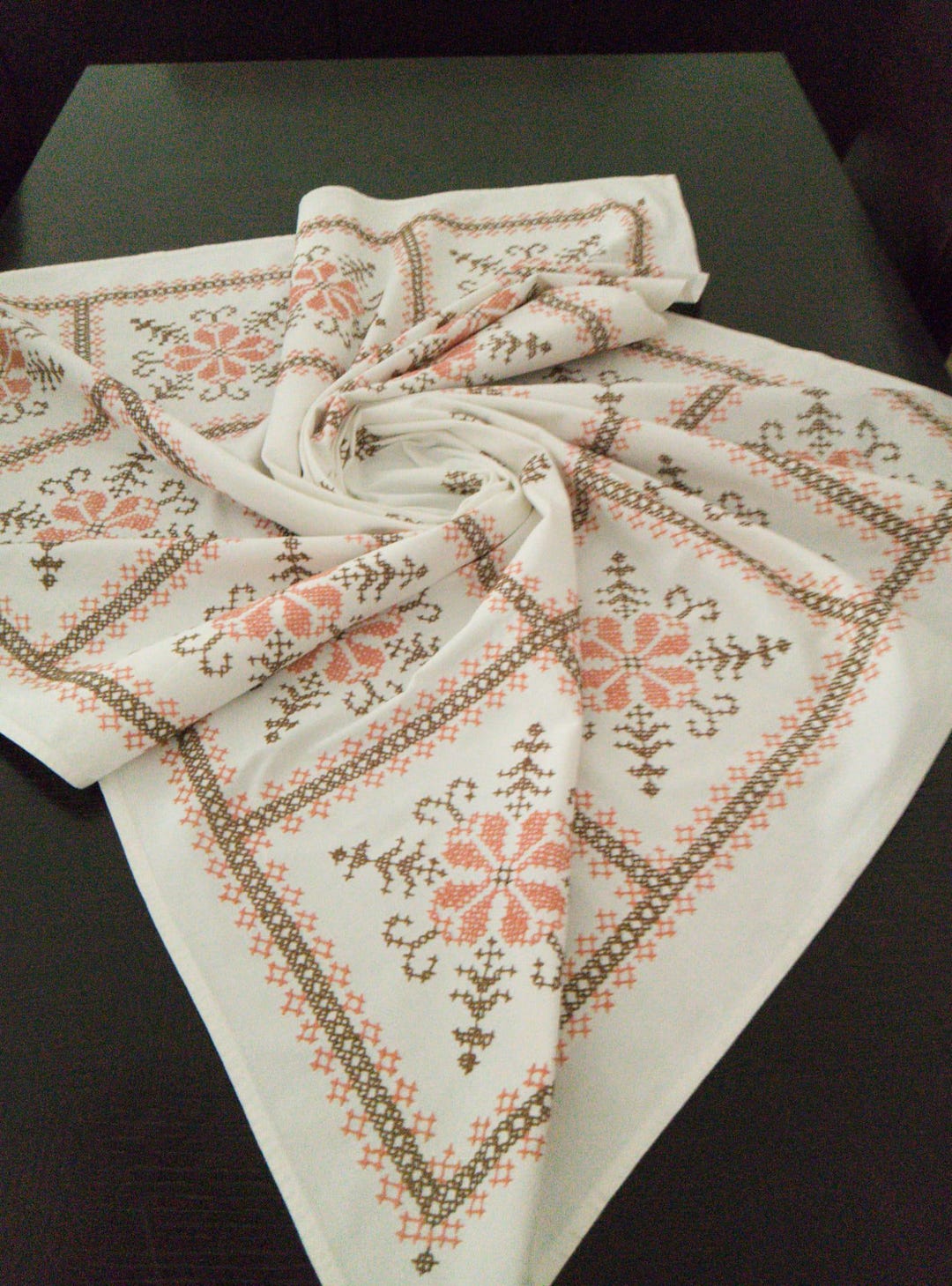 Vintage Cross Stitch Table Cloth,cotton Handmade Table Cover - Etsy