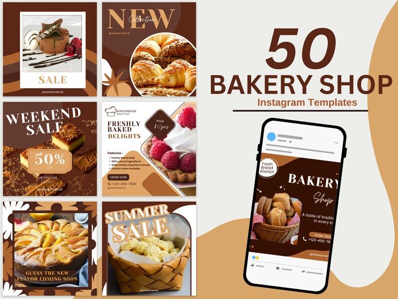 Bakery Store Instagram Posts Templates Bakery Shop IG Instagram Post ...
