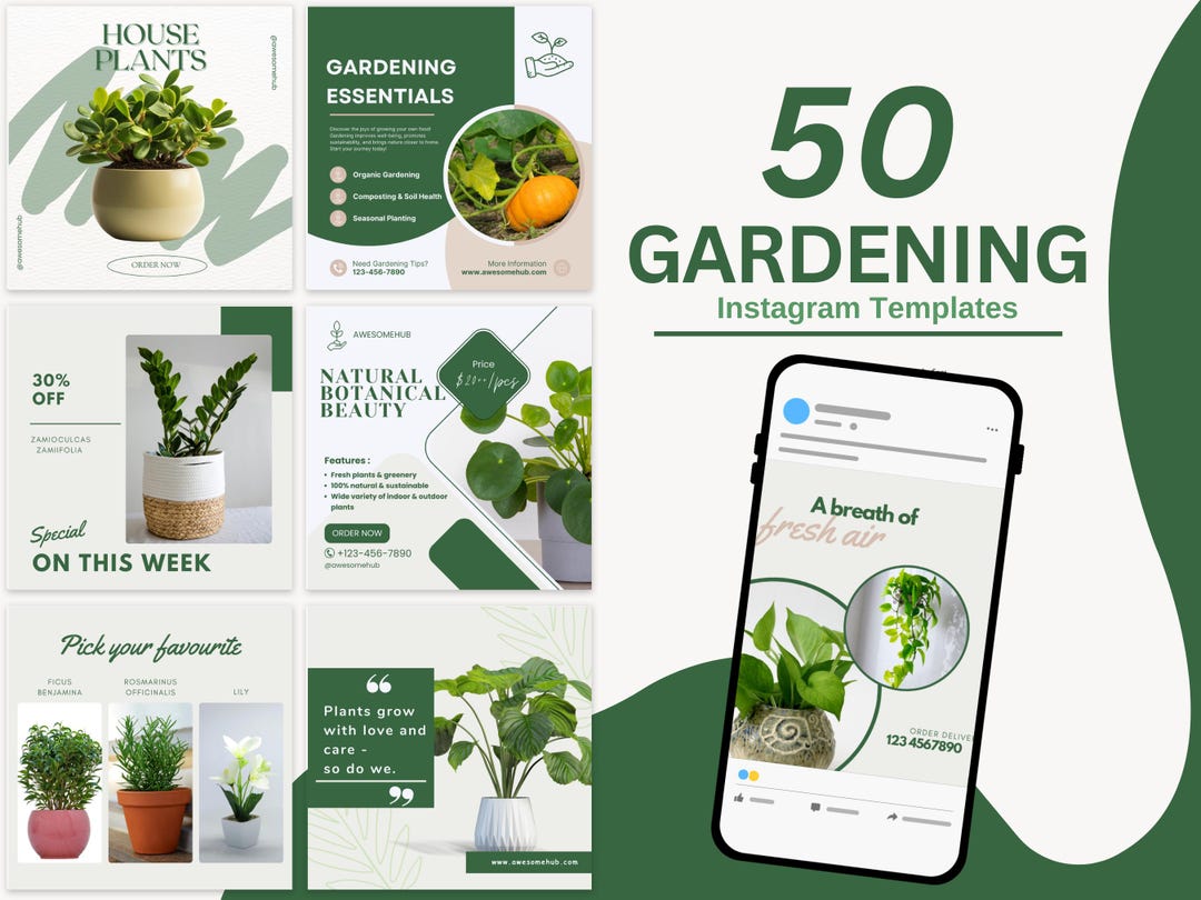 Plants Store Instagram Posts Templates Botanical Post Gardening Posts ...