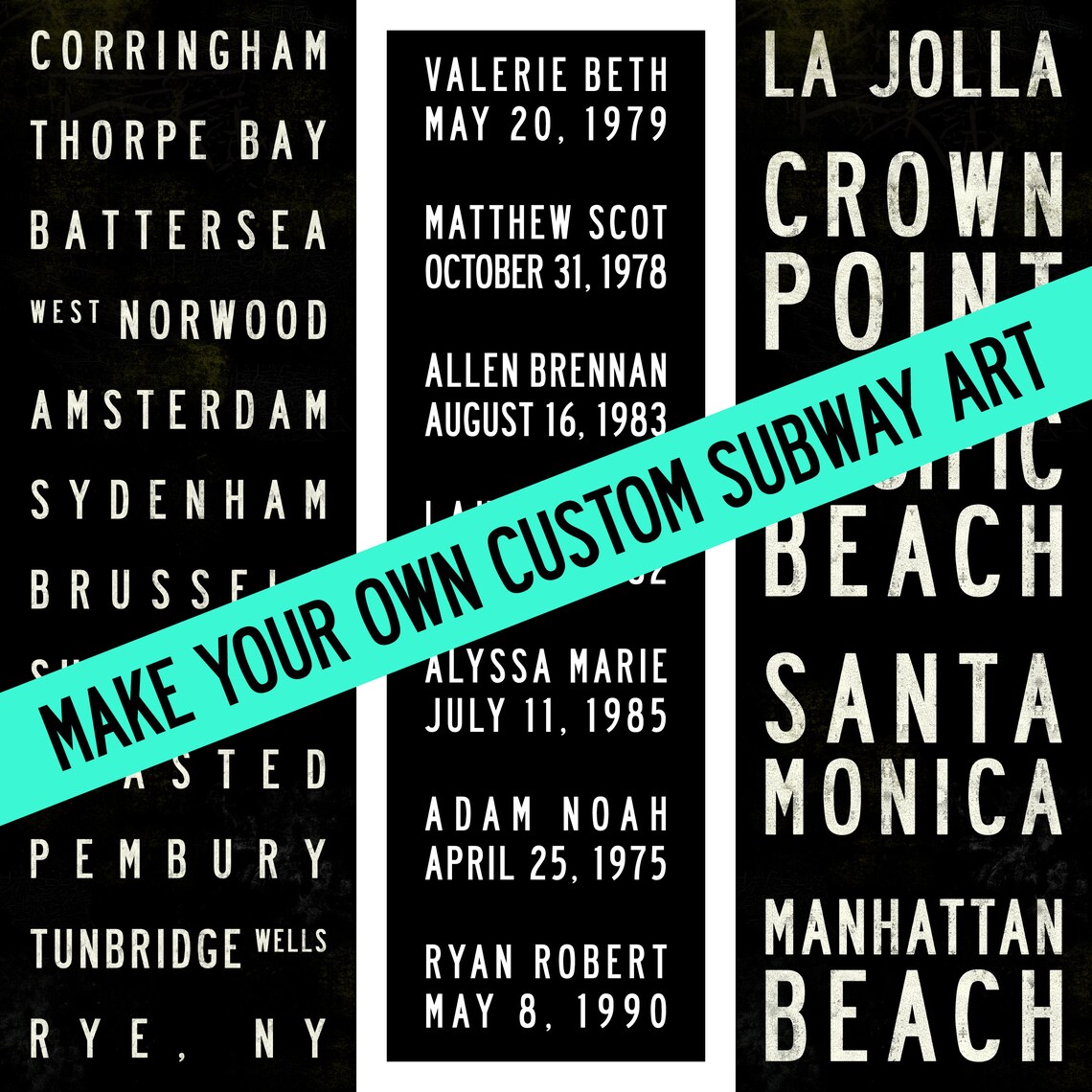 Create Your Own Custom Bus/subway Scroll Typography Word Art Vintage ...