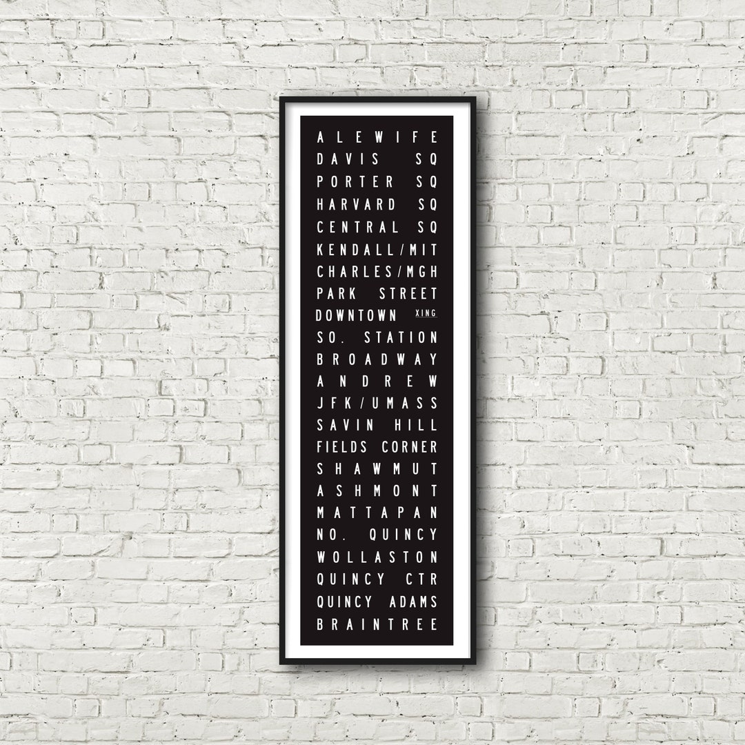 Boston Massachusetts Red Line T/MBTA Subway Art Print 11.75x36 - Etsy