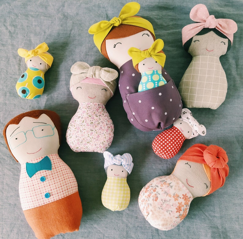 Family Doll Sewing Pattern PDF Mom and Baby Dolls Rag Doll Tutorial Dad ...